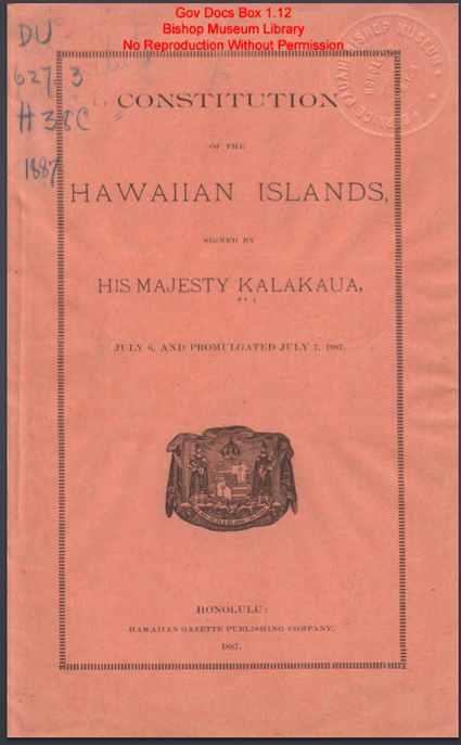 CHAPTER XXIX „THE BAYONET CONSTITUTION“ – Tales of Hawai'i